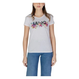 Liu Jo Femme, Tops, Blanc, Taille: 42 FR T-shirt &agrave; Manches Courtes en Coton Printemps/&Eacute;t&eacute;