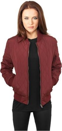 Urban Classics Ladies Diamond Quilt Nylon Jacket, Blouson Femme, Rouge-Rot (Burgundy 606), XL