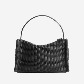 J.W.Anderson Womens Woven Leather Loafer Bag Black Shoulder