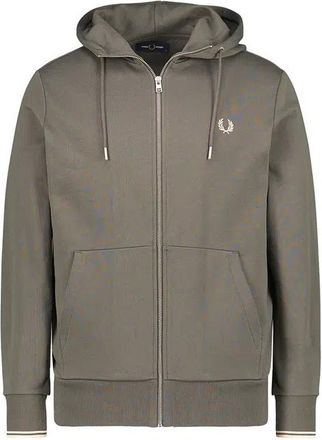 Fred Perry Herren Sweatjacke gr&uuml;n Baumwolle unifarben