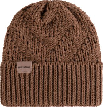 Knit Factory Sally Mütze - Strickmütze für Damen und Herren - Beanie - Wintermütze mit Wolle - Robusten Look - Hochwertige Qualität - Tobacco