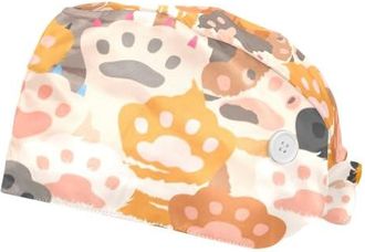 Generic Lot de 2 bonnets chirurgicaux unisexes avec boutons pour homme et femme, motif chat orange mignon, Multicolore 3., taille unique