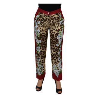 Dolce & Gabbana Femme, Pantalons, Multicolore, Taille: 36 FR Pantalon de Soie Multicolore de Luxe &agrave; Taille Haute