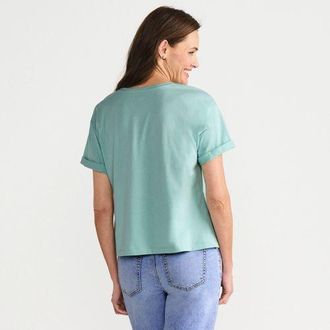 Lands End Supima Shirt mit kurzen Roll&auml;rmeln, Damen, Gr&ouml;&szlig;e:40-42 regular, Gr&uuml;n, Baumwolle, by Lands End