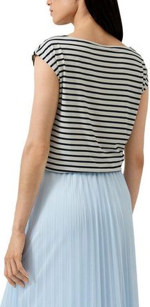 s.Oliver Black Label T-Shirt mit Wasserfallausschnitt und Streifen-Design