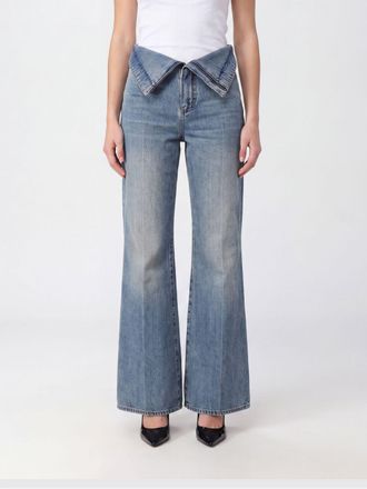 Alexander McQueen McQueen Jean flare taille haute en denim de coton avec effet us&eacute;