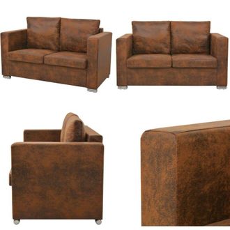 vidaXL Sofa 2-Sitzer 137x73x82 cm Wildleder-Optik - Couch - 2-Sitzer Couch - Lederlook Sofa - Samtcouch - Modernes Sofa - Home & Living