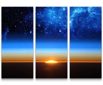 Paul Sinus Art Leinwandbilder | Bilder Leinwand 130x90cm Universum bei Sonnenaufgang