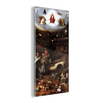 MuchoWow Glasbild Glasfoto Wandbild Bilder Deko 40x80 cm Das J&uuml;ngste Gericht - Gem&auml;lde von Hieronymus Bosch