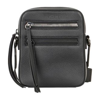 John Richmond Sac Bandouli&egrave;re en Cuir Grain&eacute; Double Zip - Homme - Sacs - Noir - Taille: ONE Size