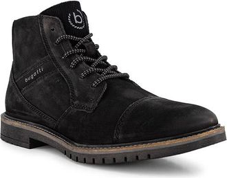 Bugatti Herren Schnürboots schwarz Veloursleder