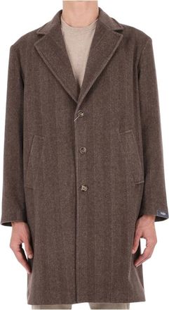 Barba Manteau en Cachemire &agrave; Motif Resca - Homme - Manteaux - Brun - Taille: L