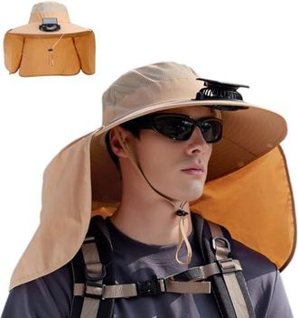 Generico Chapeau pour ext&eacute;rieur &agrave; ventilateur solaire - Visor pour soleil rechargeable | Tesno silencieux, &eacute;quipement l&eacute;ger pour camping, gestion intelligente,