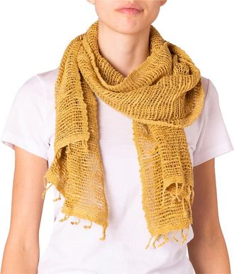 Panasiam scarf cotton woven, saffron yellow, 165x50cm