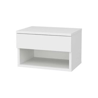 Dmora Nachttisch Pleiades, Wei&szlig;, 2 Regale, 44.6x29x31.9 cm