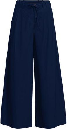 Lands End Extraweite Bundfaltenhose aus Baumwoll-Popeline, Damen, Größe:44 regular, Blau, Baumwolle, by Lands End