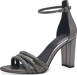 Marco Tozzi Damen Sandalen mit Absatz mit Riemchen Glitzer, Silber (Pewter Comb), 36