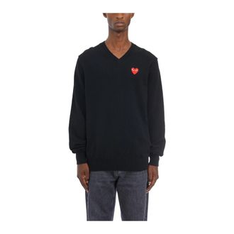 Comme Des Gar&ccedil;ons V-Ausschnitt Logo T-Shirt - - Sweatshirts & Hoodies - Herren - Schwarzk - L