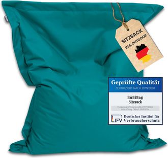 BuBiBag Riesen Sitzsack XXL mit F&uuml;llung, Outdoor Sitzs&auml;cke f&uuml;r Kinder und Erwachsene, Beanbag mit waschbarem Bezug & &uuml;ber 3 Mio. EPS-Perlen (Petrol 190x145cm)