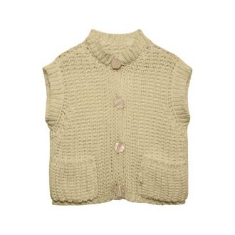 Generic Gilet sans Manche Femme Gilet Femme D&eacute;contract&eacute; Quotidien Ville Tricot Uni Col Rond - avec Poche, Pull Casual pour Usage Quotidien