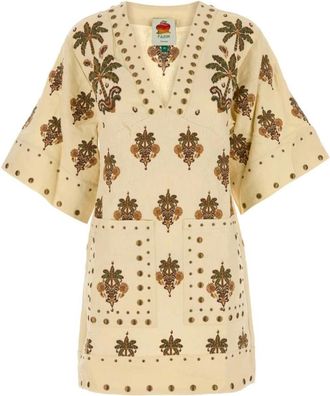 Farm Rio Farm Rio, Femme, Blouses et Chemises, Multicolore, Taille: 40 FR Tunique-robe en lin brod&eacute;