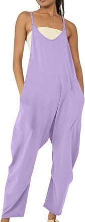 Generic Combinaison &agrave; jambes larges avec poches pour femme - Tenue une pi&egrave;ce - Robe barboteuse - Combinaison pour femme - Taille 42 - Combinaison bandeau - Ta