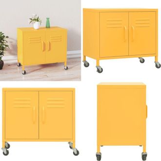 vidaXL Armoire de rangement Jaune moutarde 60x35x56 cm Acier - Meuble De Rangement - Armoire De Rangement - Armoire M&eacute;tallique - Meuble Jaune - Rangement