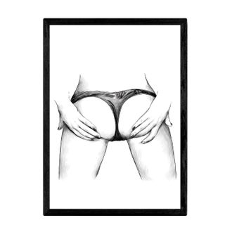 Nacnic Poster Erotik Ass Blatt mit sinnlichen Bildern des weiblichen K&ouml;rpers gezogen. Innendekoration mit erotischen Illustrationen. A3