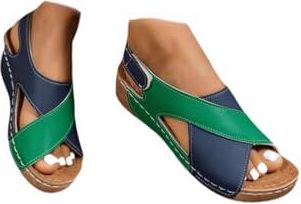 Generic Sandales compens&eacute;es pour femme, bout ouvert &agrave; talon compens&eacute;, sandales plates &agrave; semelle &eacute;paisse, chaussures de plage d&eacute;contract&eacute;es &agrave; semelle souple, p