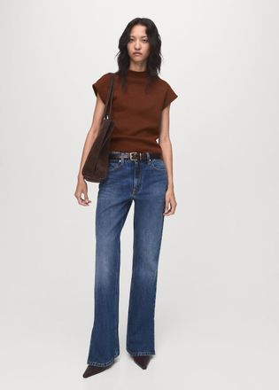 Mango Pull-over maille fine manches courtes marron - Femme - XS - MANGO