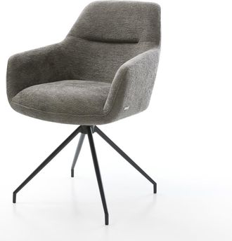 DELIFE Esszimmerstuhl Pejo-Flex Bouclé Soft Schlamm Kreuzgestell konisch Schwarz Taschenfederkern, Esszimmerstühle