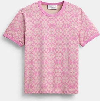 Coach Coach | Brain Dead Signature Ringer-T-Shirt f&uuml;r Frauen in Pink, Gr&ouml;&szlig;e X-Klein | Baumwolle