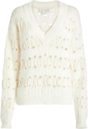 Genny V-Ausschnitt Strickpullover - - Knitwear - Damen - Wei&szlig; - 2XS