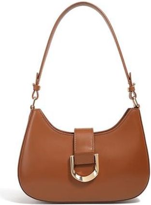Generic Sac &agrave; bandouli&egrave;re en cuir v&eacute;ritable - Sac &agrave; main en forme de croissant pour femme - Sac &agrave; main r&eacute;tro &agrave; bandouli&egrave;re - Bandouli&egrave;re amovible, marron, Sma