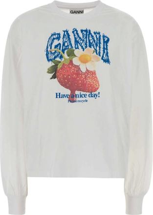 Ganni Femme, Tops, Blanc, Taille: 36 FR T-Shirt Oversize