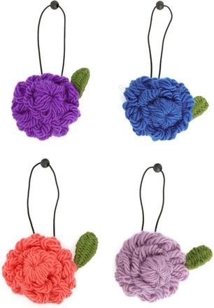 Amir Slama Haargummis mit Blumenapplikation (4er-Set) - Violett