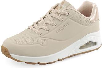Skechers Femme Uno Shimmer Away Fashion-sneakers, Natural Durabuck Rose Gold Duraleather Mesh, 36 EU