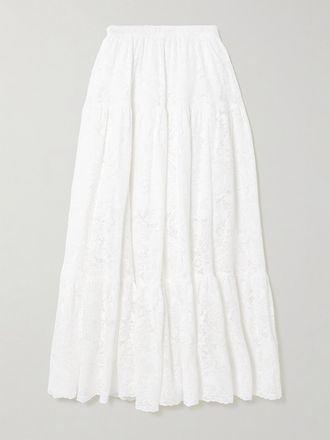 Erdem Jupe Midi En Dentelle De Coton À Fronces - Ivoire