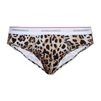 Dsquared2 Homme, Sous-v&ecirc;tements, Beige, Taille: M Slips &agrave; Imprim&eacute; Animal