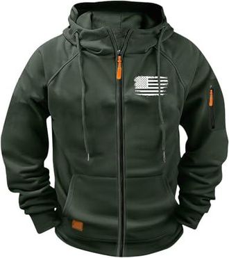 Generic Pull à capuche imprimé drapeau national pour homme - Veste polaire à fermeture éclair intégrale - Pull à capuche à manches longues - Pull à capuche zi