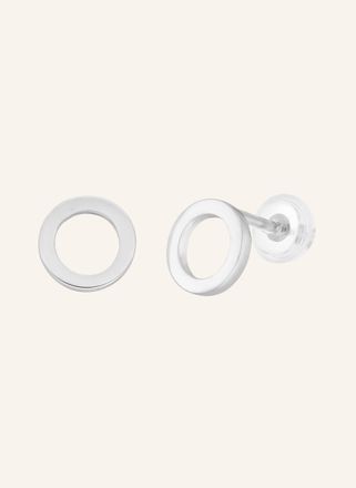 Leaf Ohrstecker Circle Aus 14 Karat Wei&szlig;gold silber