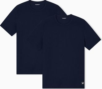 Emporio Armani Herren Logolabel 2-Pack T-Shirt, blau, L