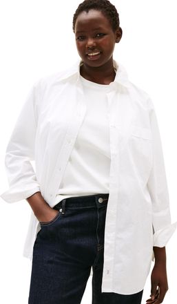 Tommy Hilfiger Damen Hemd Poplin Easy Fit Relaxed Fit, Weiß (Th Optic White), 54