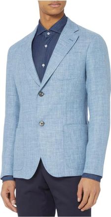 Emporio Armani Homme, Vestes, Bleu, Taille: 3XL Veste Homme en Lin et Laine Bleu Clair
