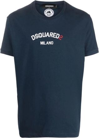 Dsquared2 Homme, Tops, Bleu, Taille: XL T-shirt à manches courtes décontracté bleu