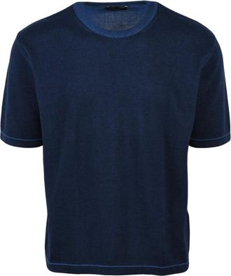 Roberto Collina Homme, Pulls, Bleu, Taille: M Maglioncino Girocollo