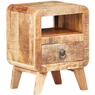 vidaXL Vidaxl - Table de chevet en bois de manguier brut 30x30x41 cm - Style industriel - Tiroir pour rangement - Unique avec grains denses