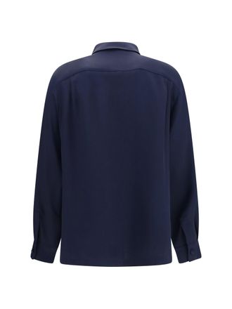 Max Mara Womens Shirt Geranio Silk Navy Blue