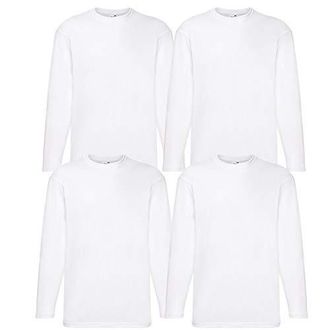 Fruit Of The Loom Lot de 4 t-shirts à manches longues Fruit of the Loom - Différents ensembles de couleurs, Blanc., 3XL