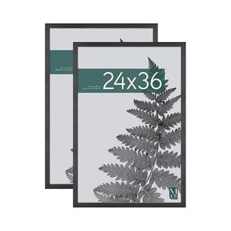 MCS Studio Gallery Posterrahmen, 61 x 91 cm, schwarze Holzmaserung, großer Bilderrahmen zum vertikalen und horizontalen Aufhängen an der Wand für Fotos, P